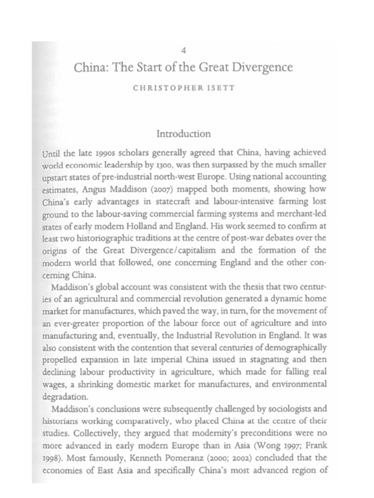 China - The Start of The Great Divergence - Christopher Isett | PDF