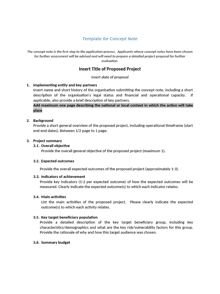 Annex 04 Sample Concept Note Template | PDF