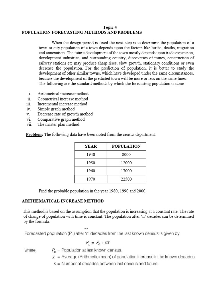 Population Forecasting by Various Methods | PDF | Forecasting | Mathematics