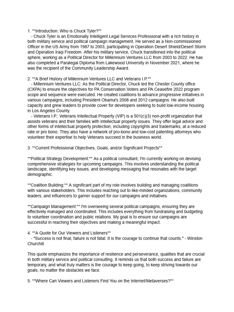 Introduction Who Is Chuck Tyler | PDF | Intellectual Property