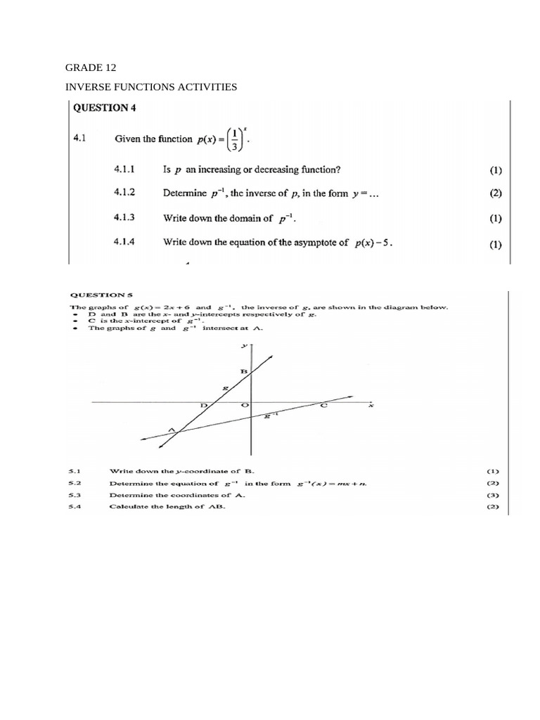 @grade 12 Inverse Activities | PDF