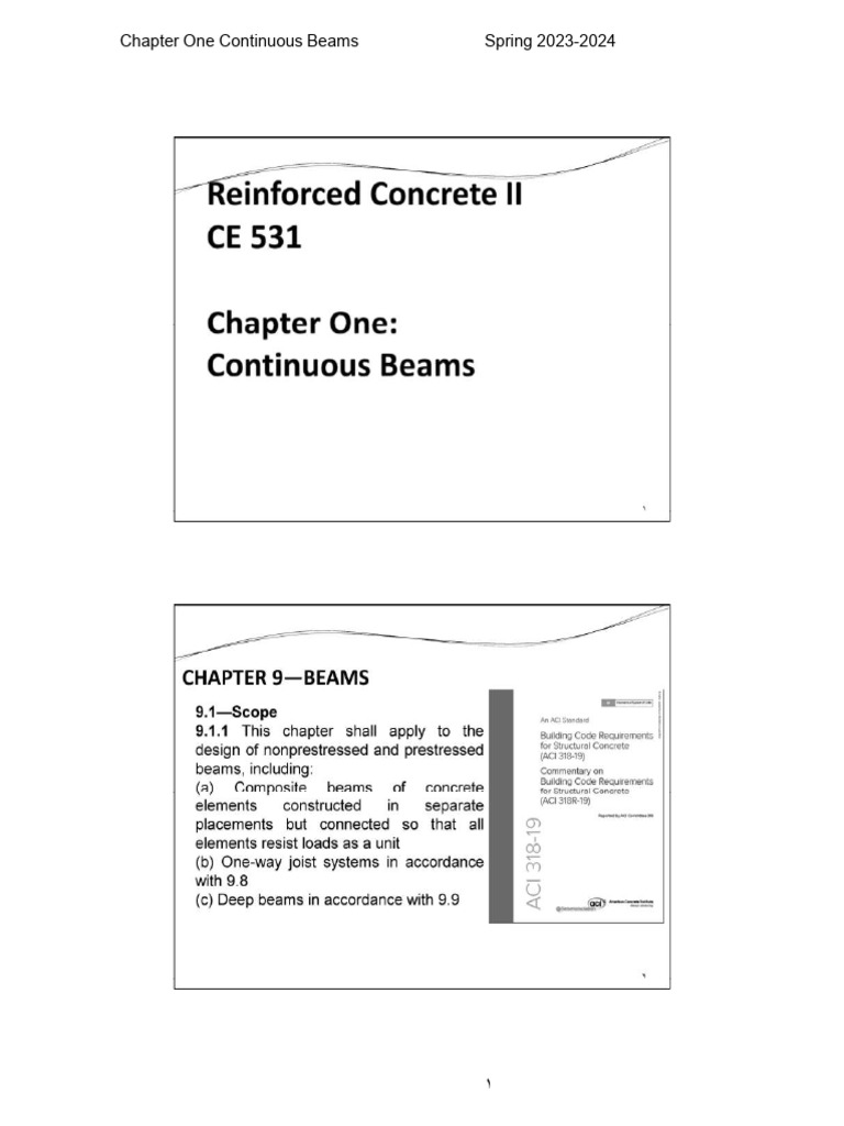 Chapter One Continuous Beams | PDF | Beam (Structure) | Bending