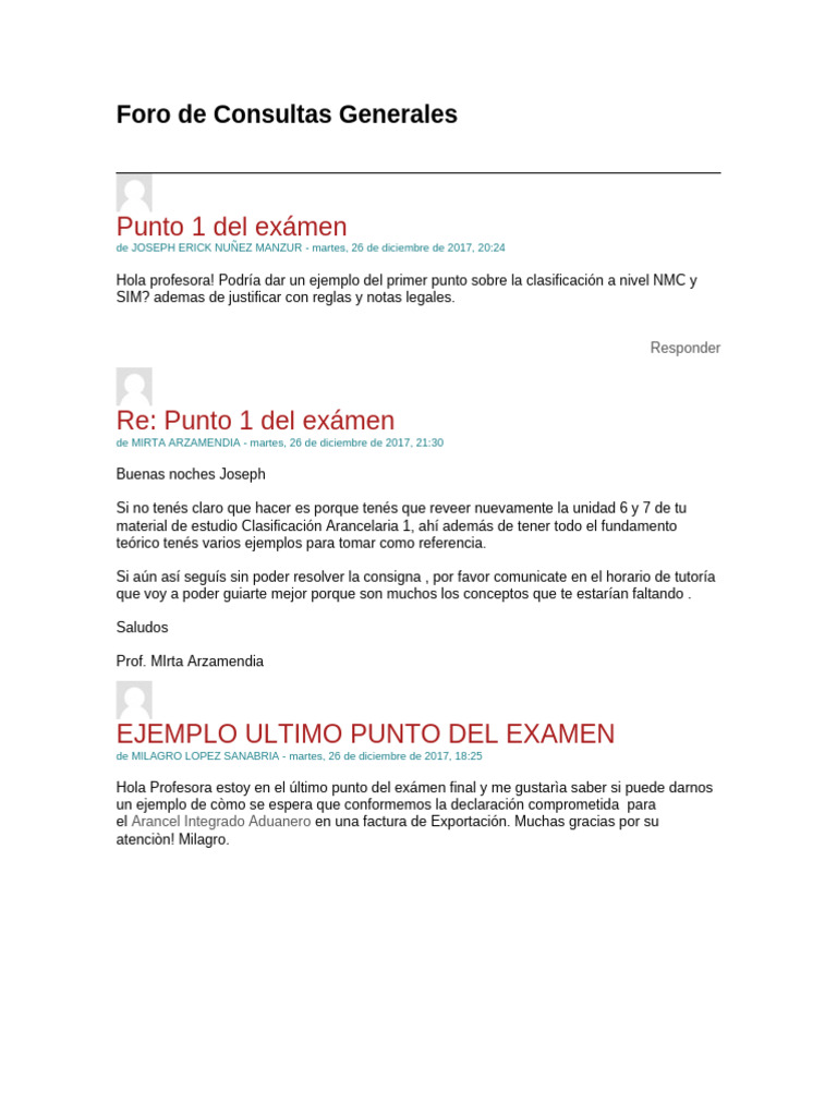 Clasificacion Arancelaria XXXXV (Foro de Consultas Generales. Actividad Obligatoria) | PDF