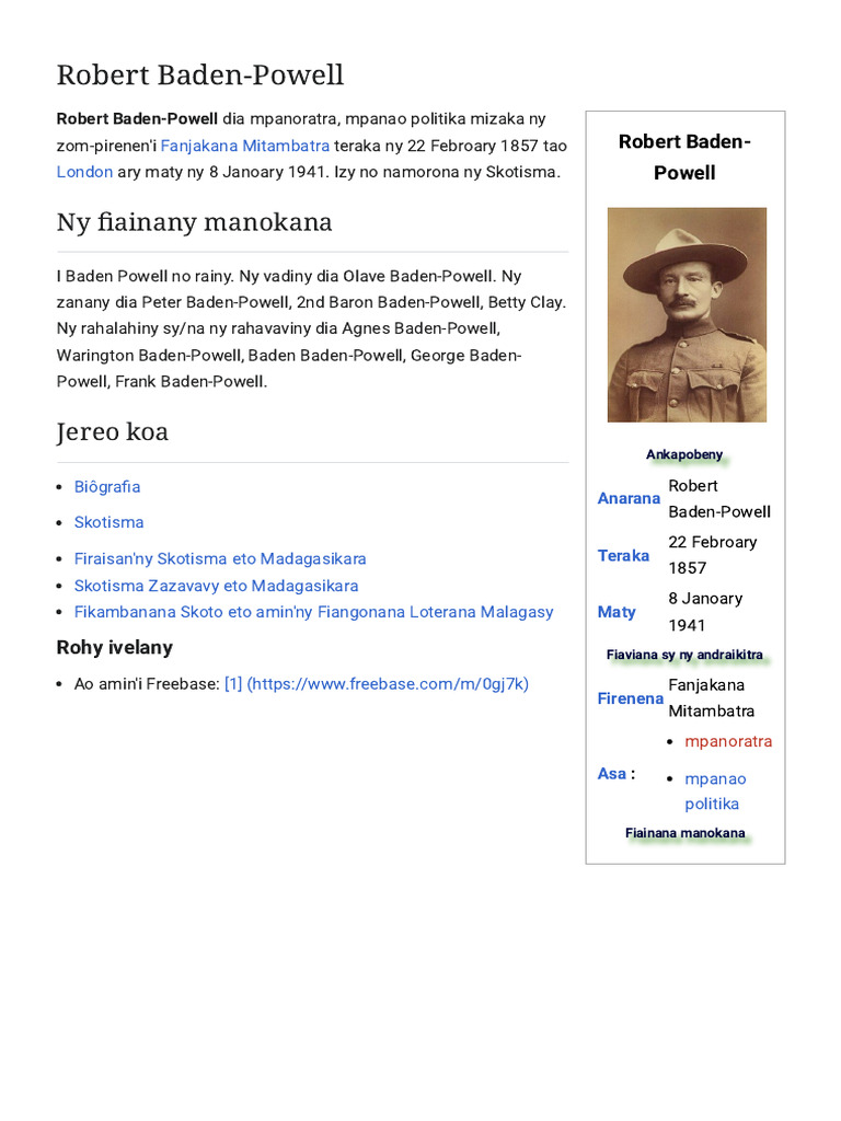 Robert Baden-Powell - Wikipedia | PDF