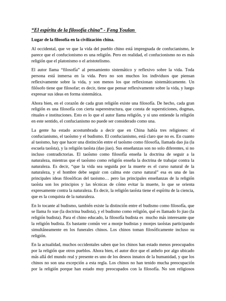 Filosofía China: Espiritualidad y Práctica | PDF | Filosofía china ...