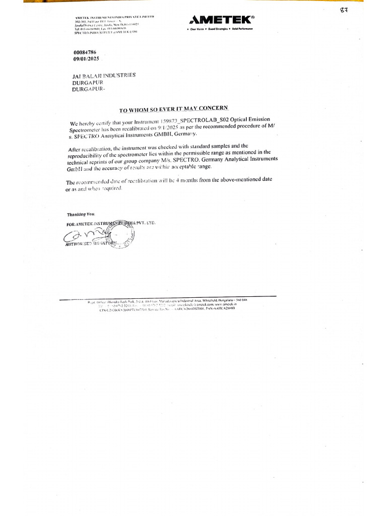Calibration Certificate | PDF