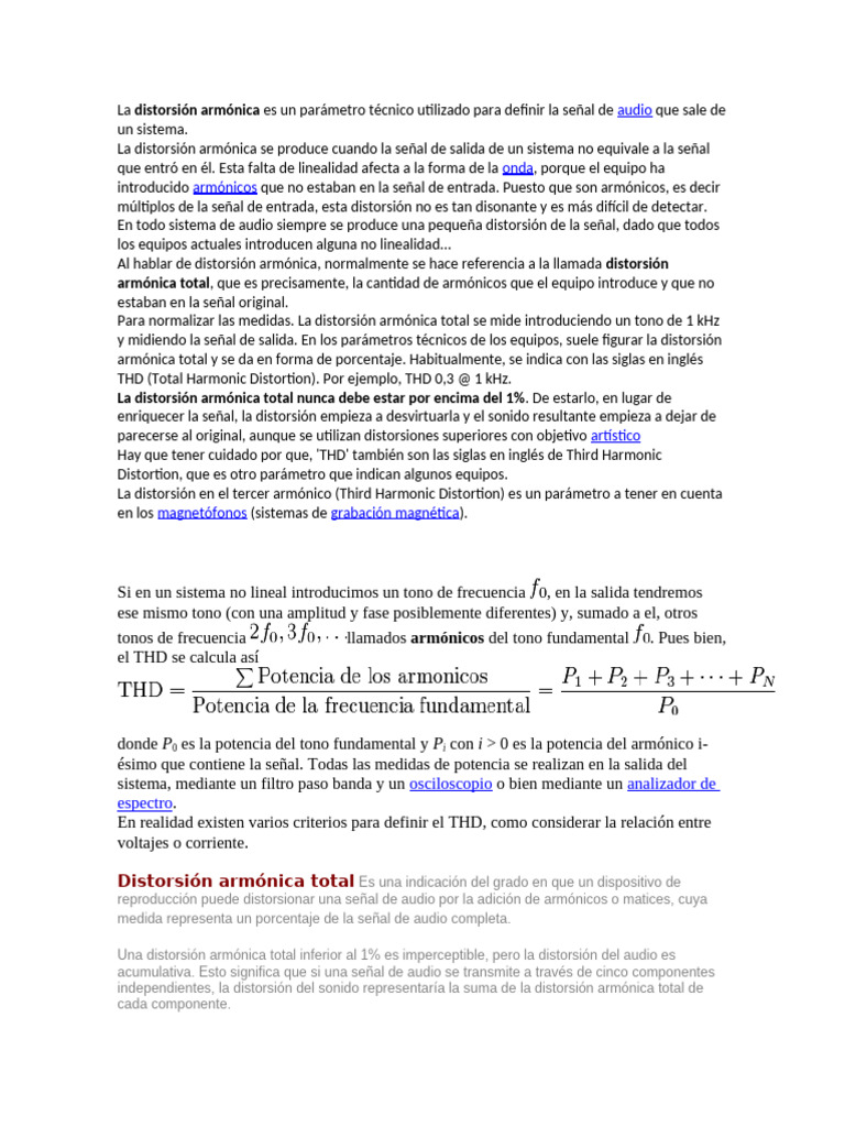 Qué es la distorsión armónica total (THD) | PDF | Distorsión | Frecuencia