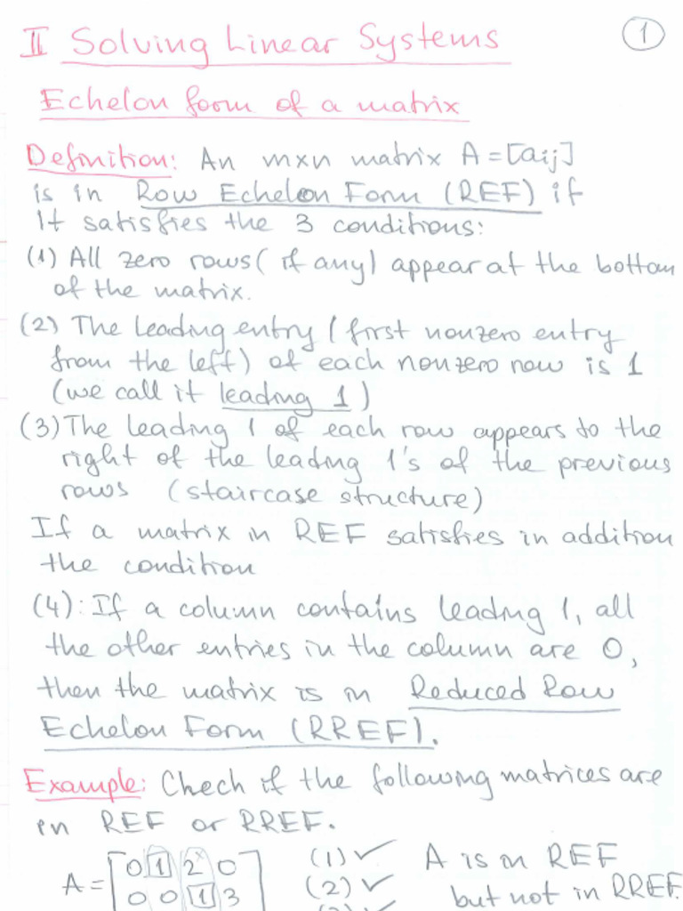 275 Week 3 Echelon Form Solving Systems Examples | PDF