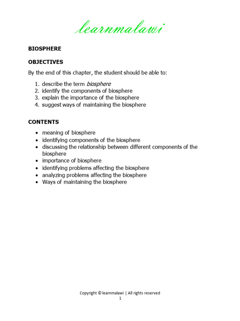 Understanding the Biosphere: Components & Importance | PDF | Natural ...