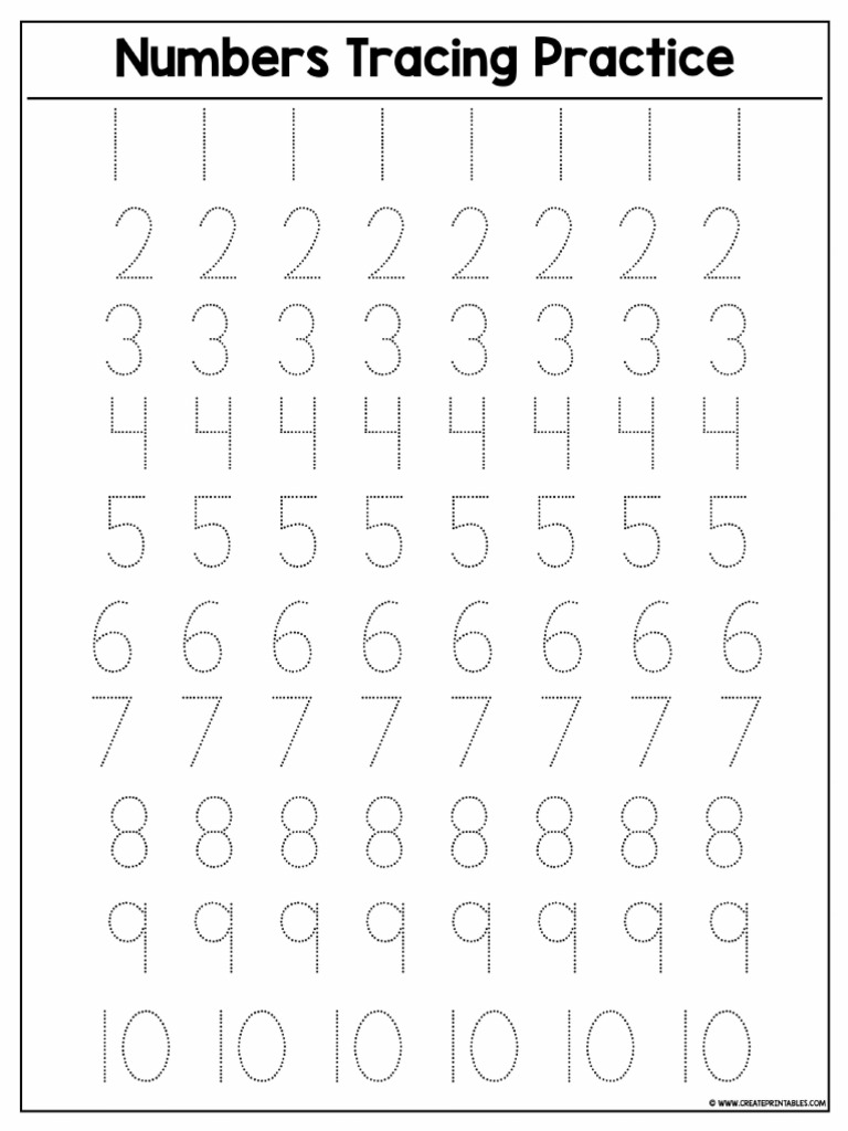 Numbers - Tracing - Practice F00D BB4F 8D16 | PDF