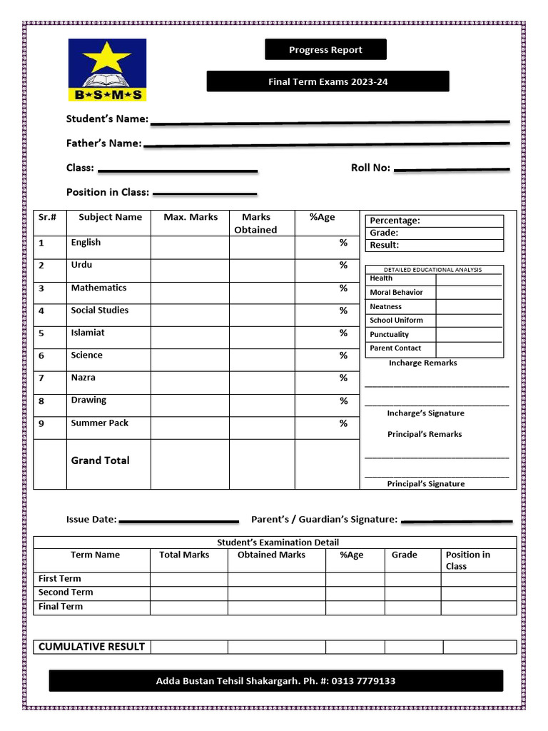Student Progress Report Updated-1 | PDF | Qualifications | Student Assessment And Evaluation