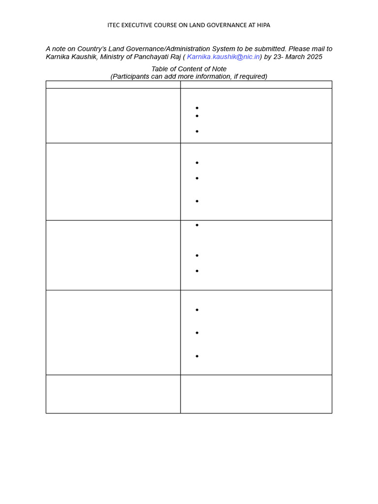 Note on Country's Land Governance (2-3 Pages) to be submitted_ | PDF