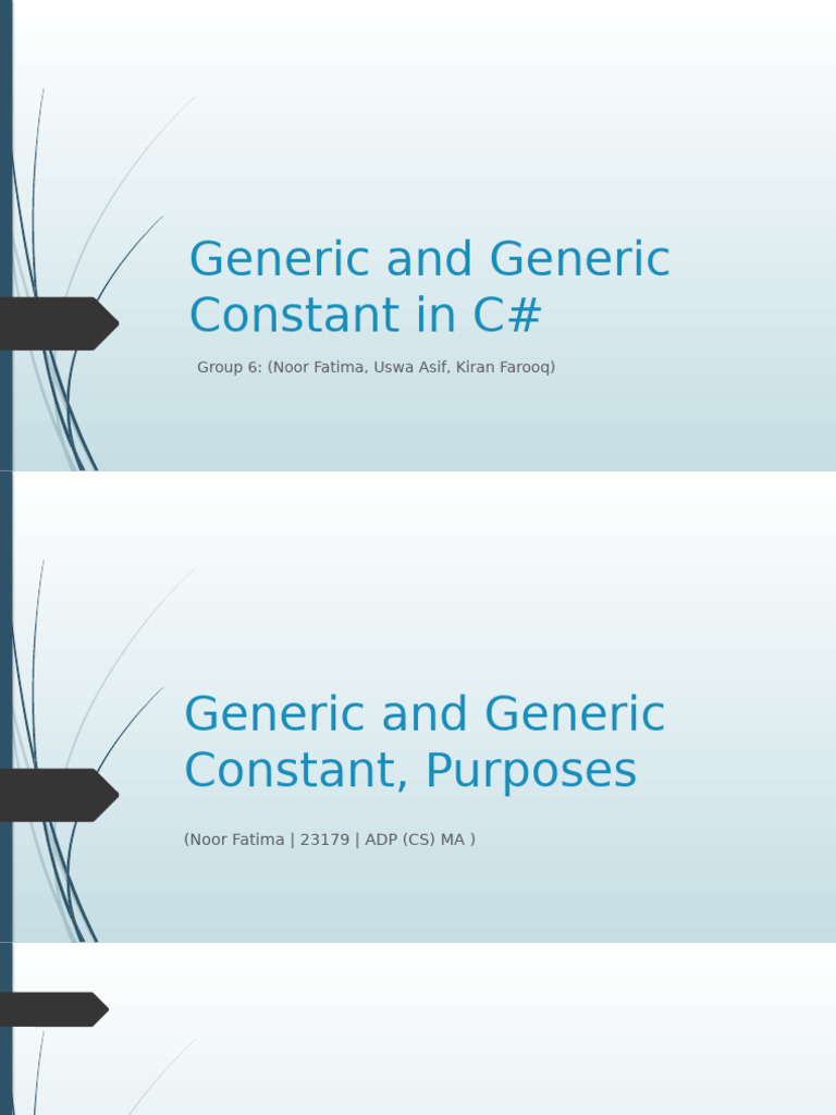 Generic and Generic Constant in C# | PDF | C Sharp (Programming ...
