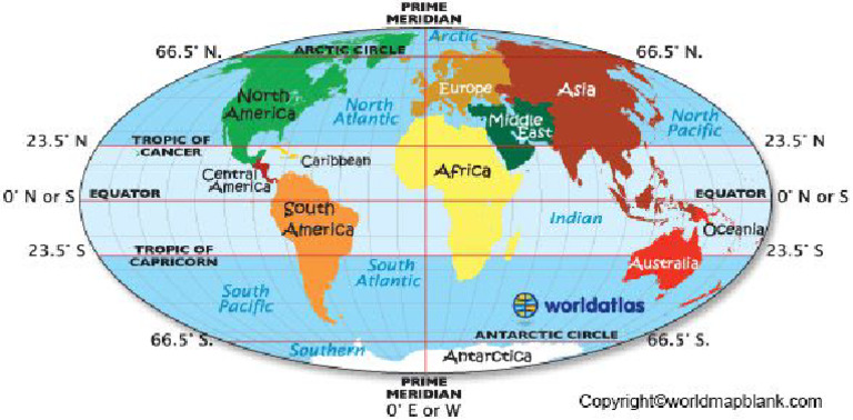 World Map With Equator Tropic of Cancer and Tropic of Capricorn | PDF
