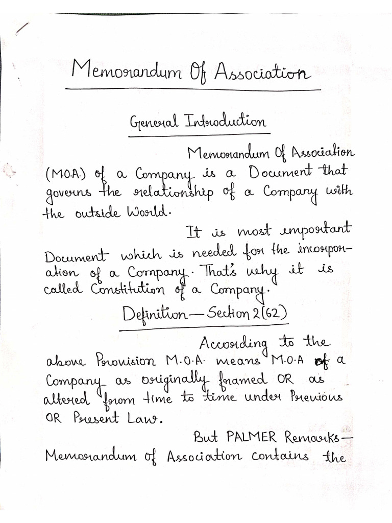 Memorandum of Association | PDF
