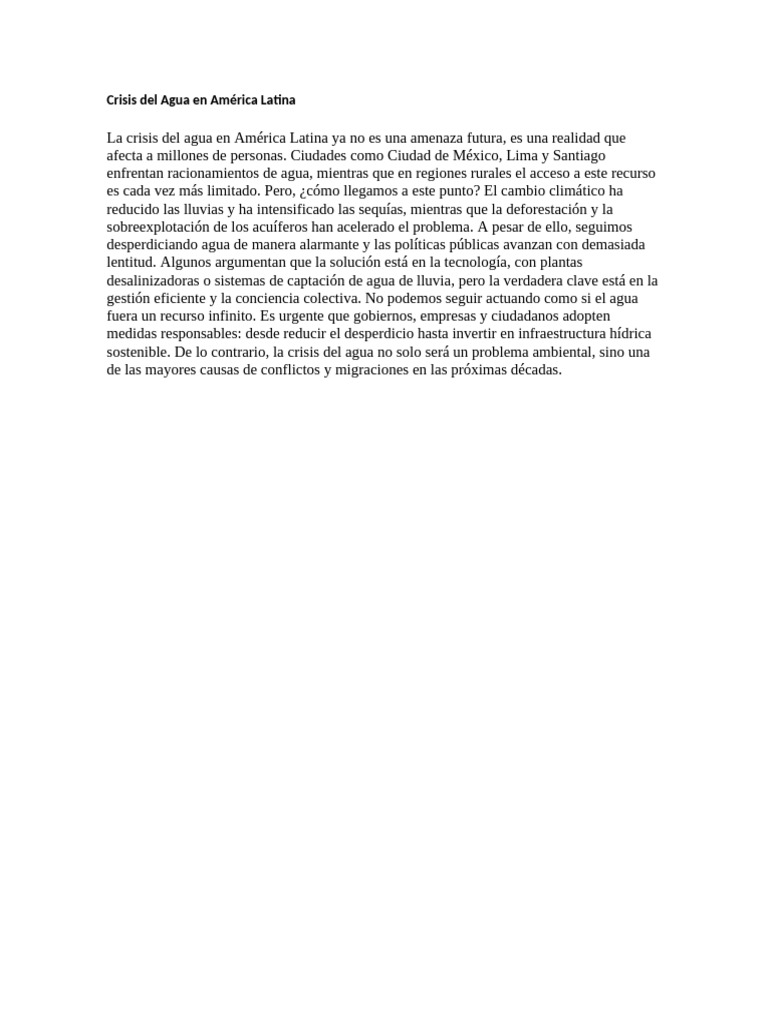 Crisis Del Agua en América Latina | PDF