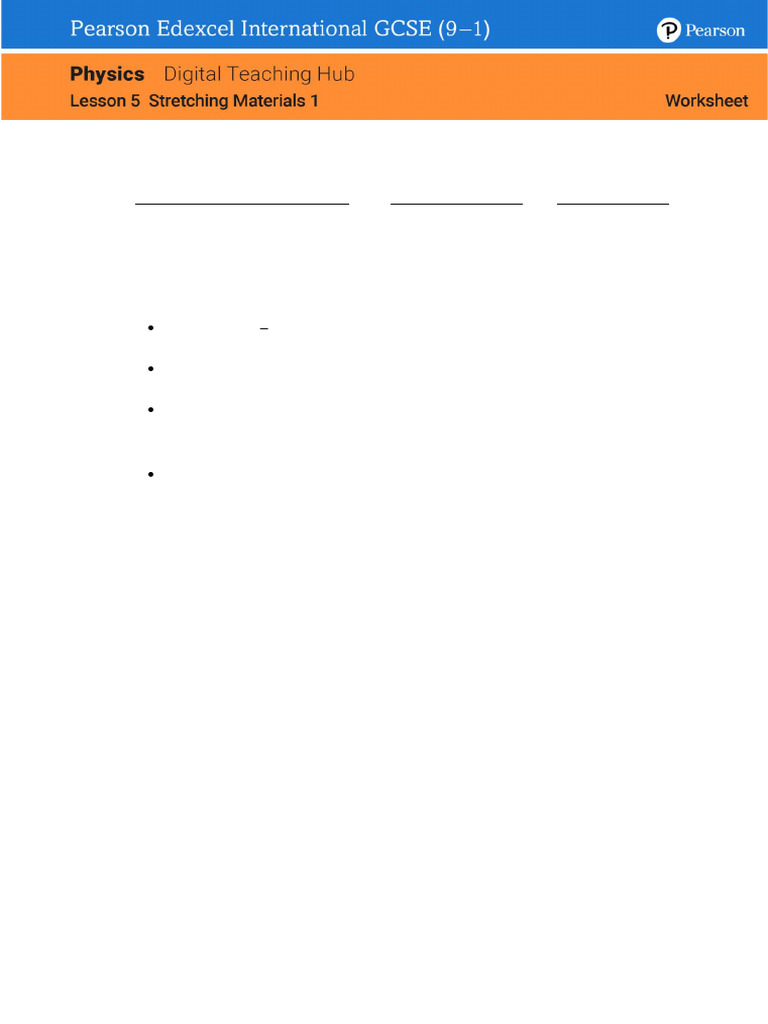 Stretching Materials Part 1-IG - Physics - Lesson5 - Worksheet - 01 | PDF