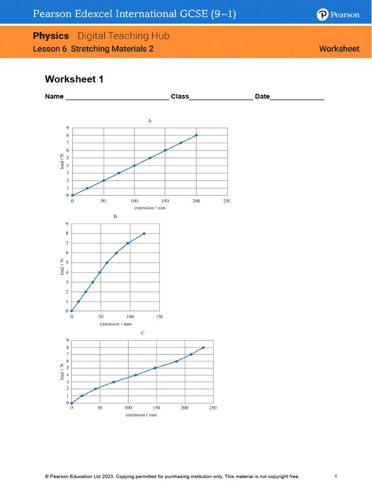 Stretching Materials Part 2-IG_Physics_Lesson6_Worksheet_01 | PDF