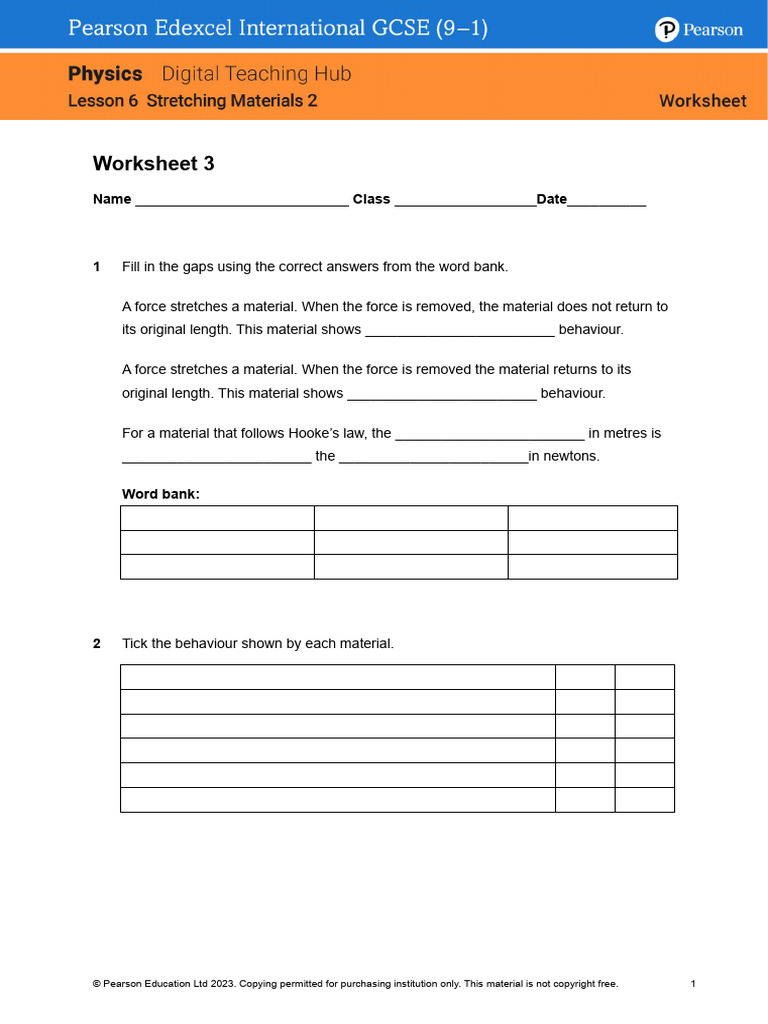 Stretching Materials Part 2-IG_Physics_Lesson6_Worksheet_03 | PDF ...