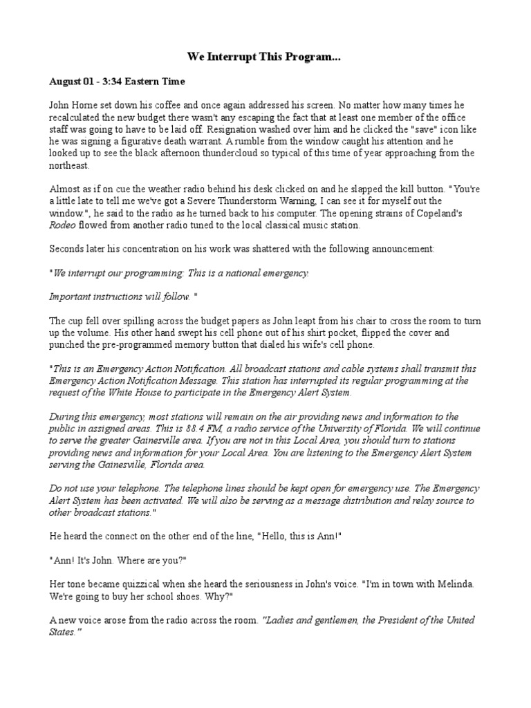 We Interrupt This Program... | PDF | Flood | Dam