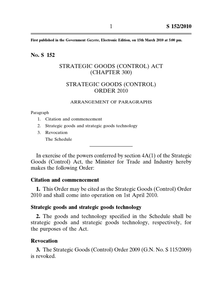 Strategic Goods Control Order A | PDF | Polyclonal B Cell Response ...