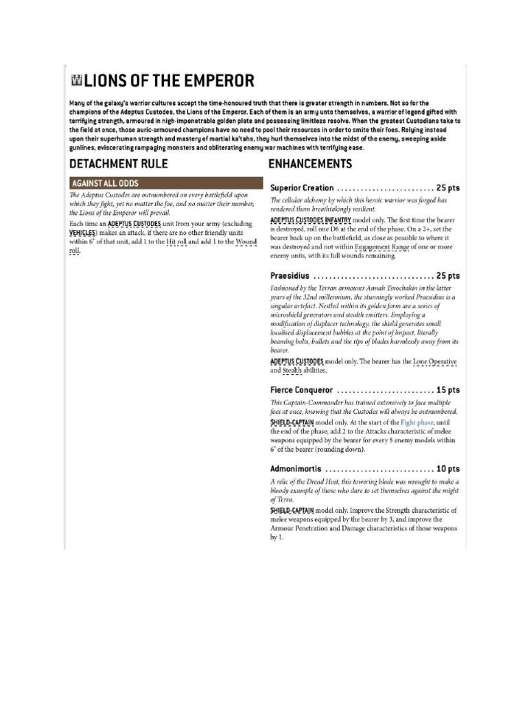 Custodes Beta Datasheets | PDF