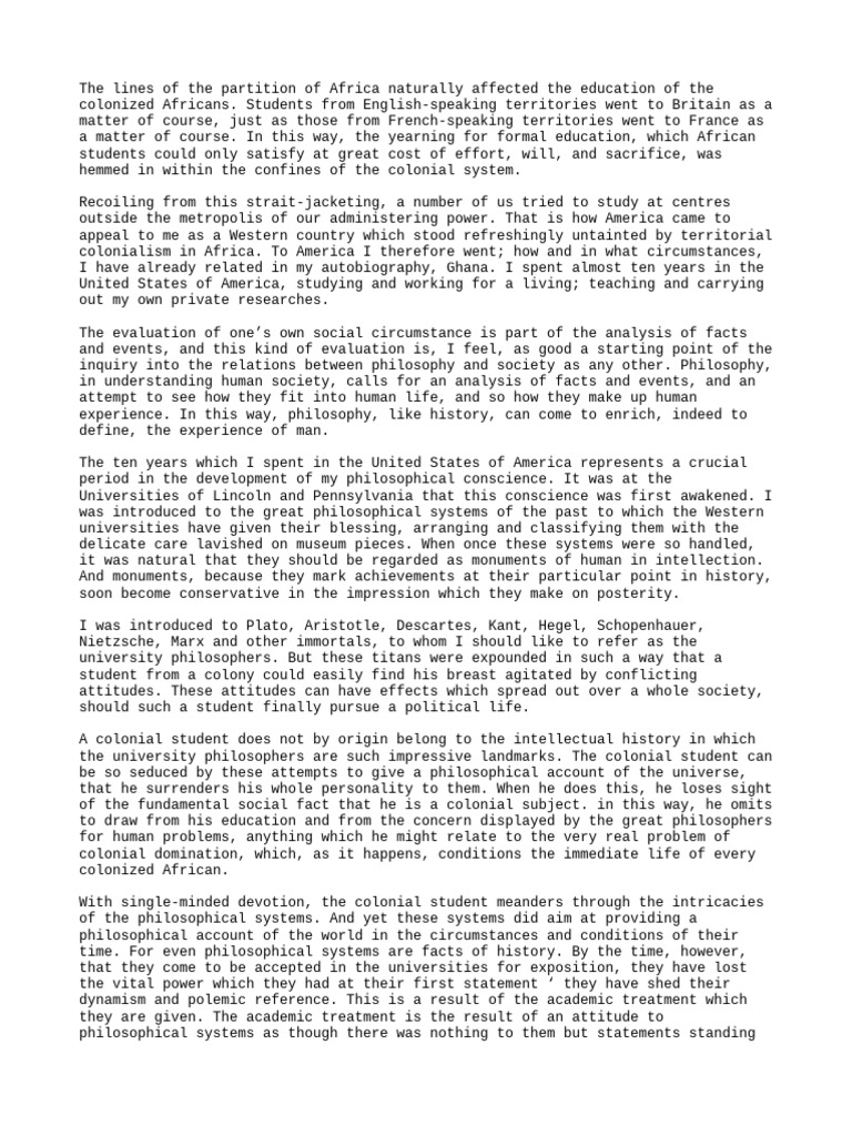 Impact of Colonial Education on African Philosophy | PDF | Rationalism ...