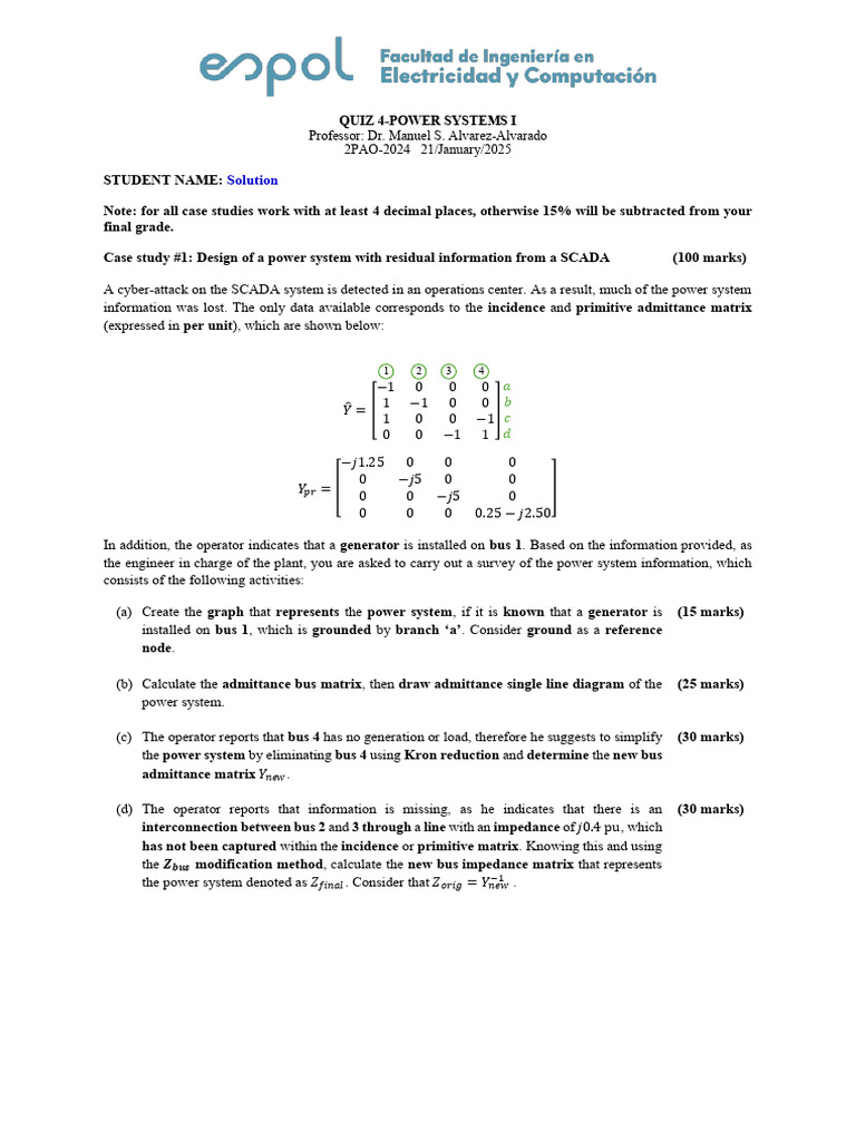 Quiz4 SP1 2024 2PAO - Solution | PDF | Matrix (Mathematics) | Discrete Mathematics