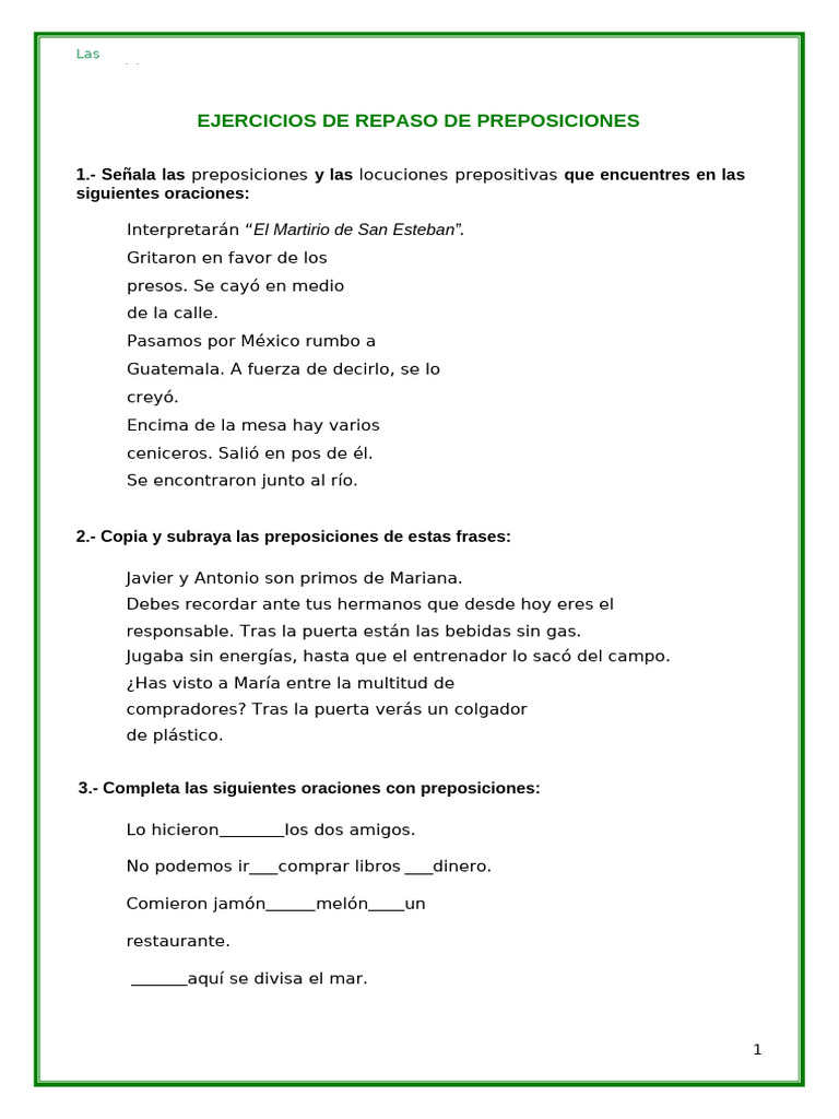 Actividades de Preposiciones para Niños | PDF