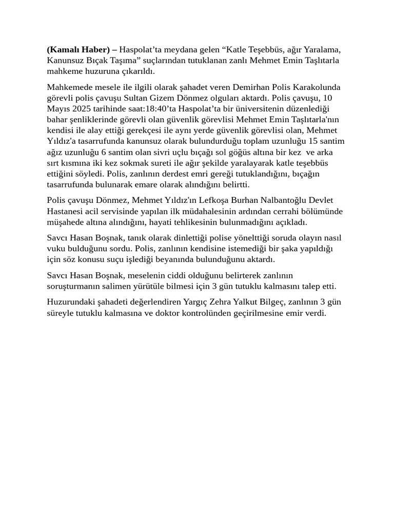 MAHKEME KATLE TEŞEBBÜS - Kopya | PDF