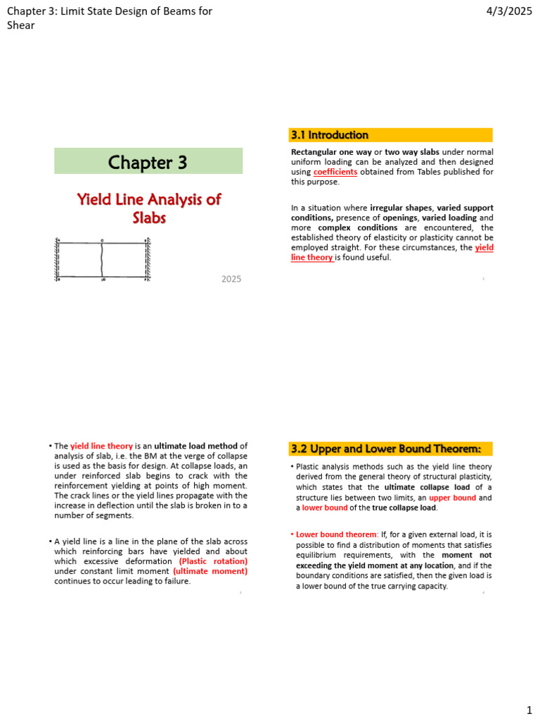RC II Chapter 3 - Yield Line Analysis | PDF | Yield (Engineering ...