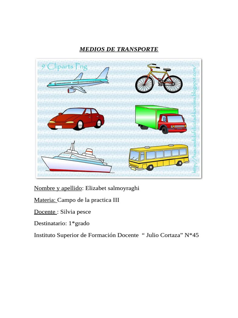Actividades sobre Medios de Transporte | PDF | Aprendizaje | Enseñando