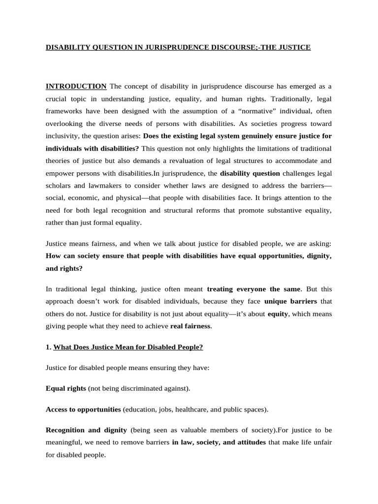 Disability Question in Jurisprudence Discours Justice | PDF | Justice ...