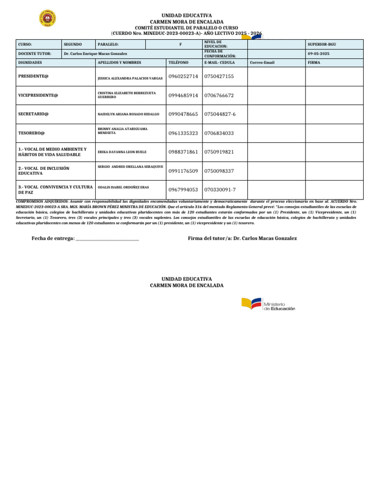 Comité Estudiantil 2025-2026 | PDF