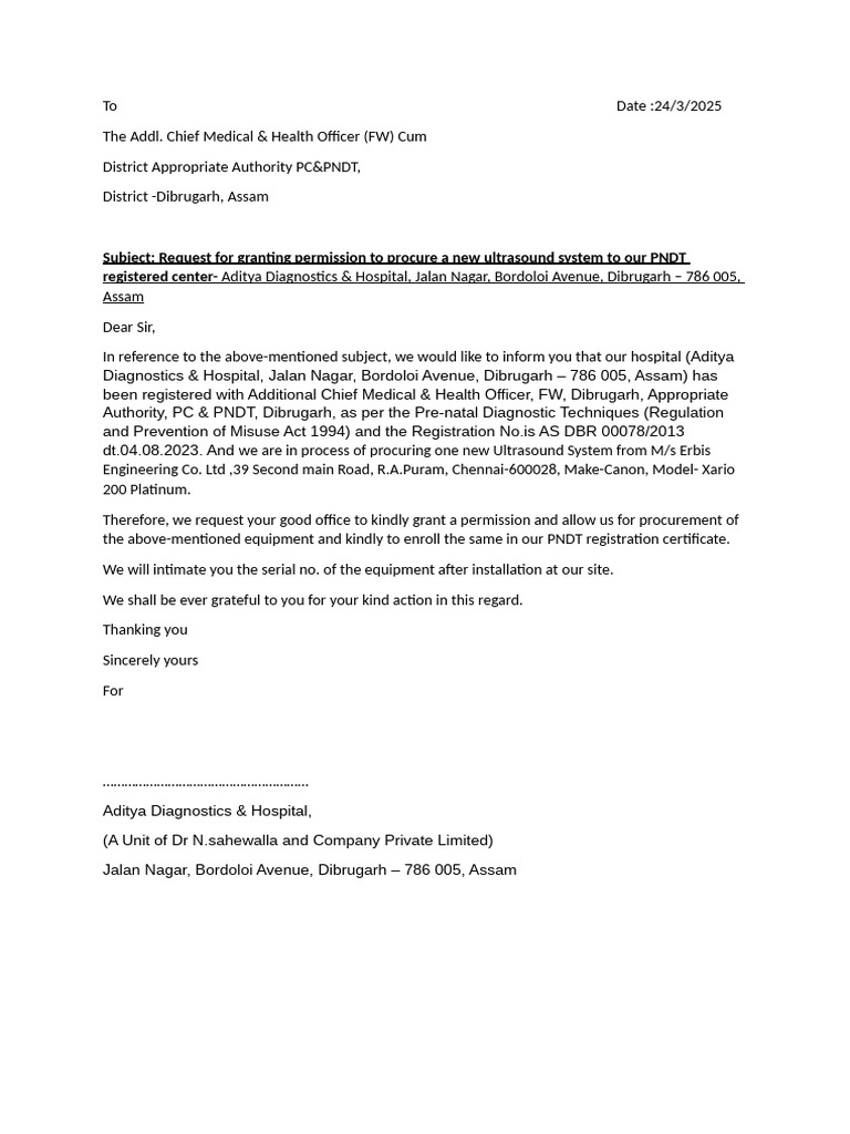 Letter To PNDT Office 1 | PDF