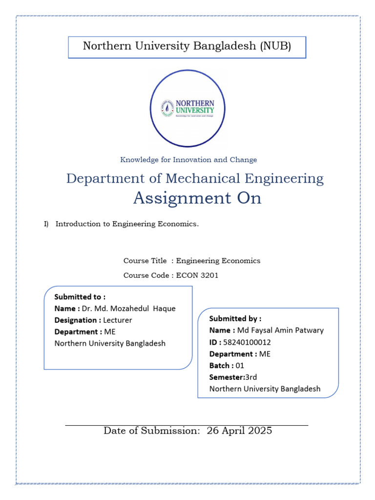 Assignment Introduction To Engineering Economics PDF | PDF | Economics ...