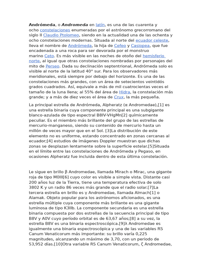 La Constelación de Andrómeda | PDF | Astronomía | Constelación