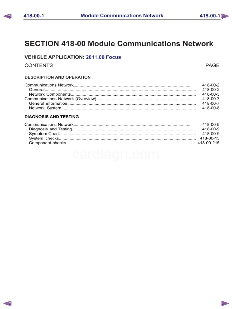 2010 Ford Focus RS_ST Manual - 418-00 Module Communications Network | PDF | Ford Motor Company ...