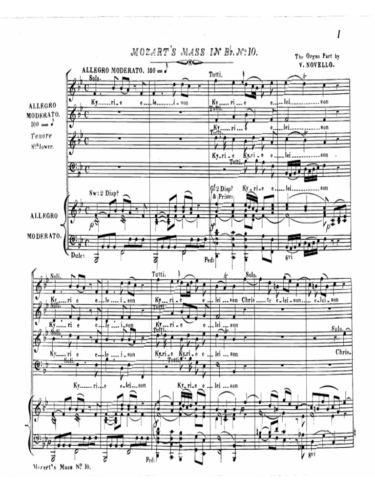 Kyrie Missa Brevis in Bb Mozart | PDF