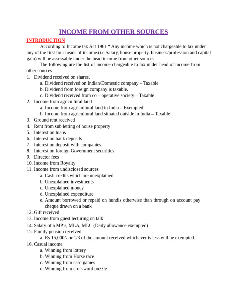 Taxable Income from Other Sources | PDF | Taxes | Securities (Finance)