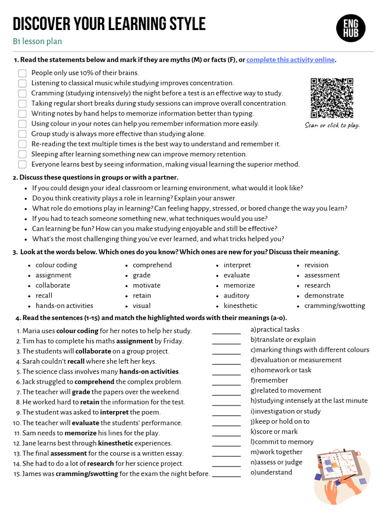 B1 Discover Your Learning Style A4 Worksheet SV | PDF | Learning Styles | Learning