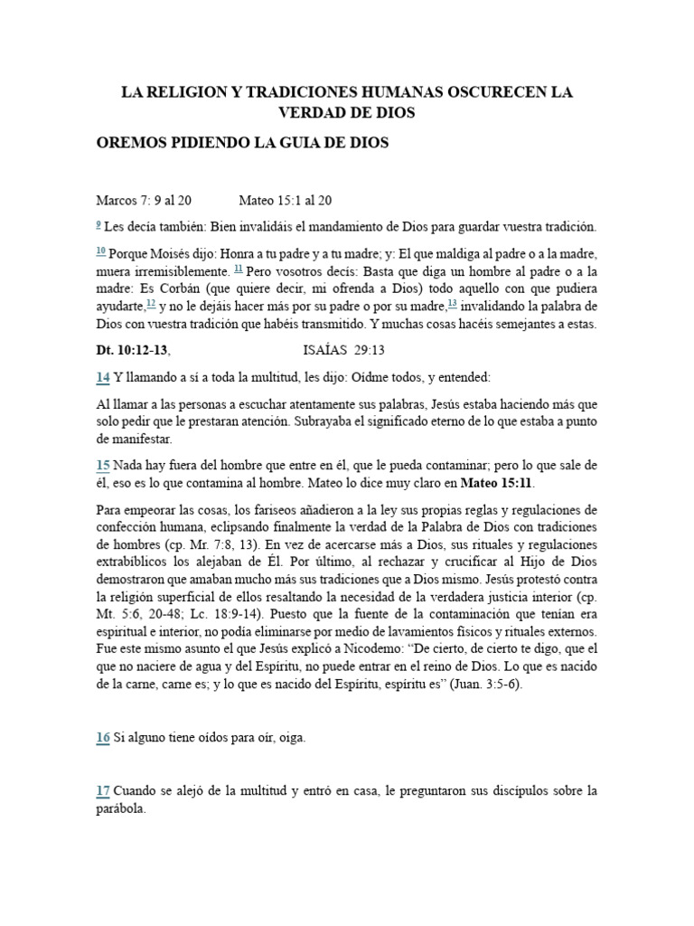 La Religion Humana y Las Tradiciones Que Ofenden A Dios | PDF ...
