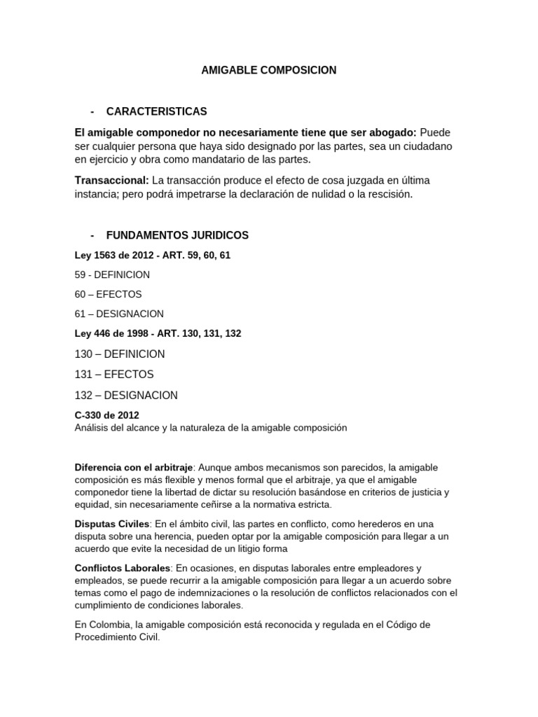 Amigable Composicion - Exposicion | PDF