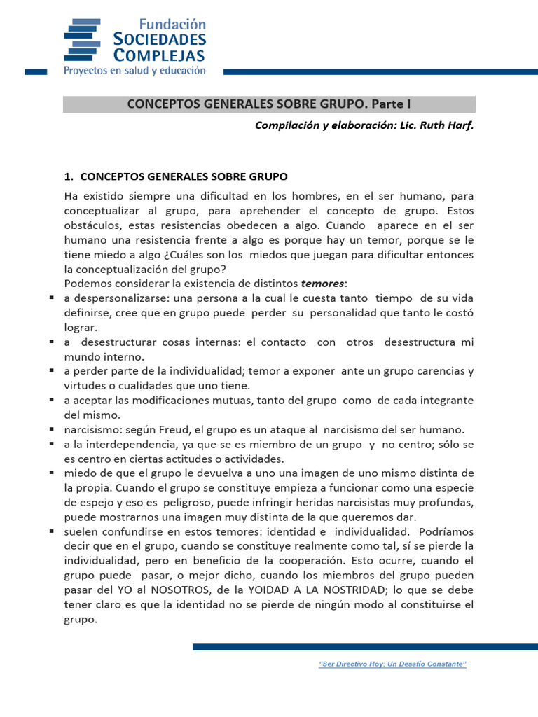 BIBLIOG. Conceptos Generales Sobre Grupo, Parte I | PDF | Aprendizaje ...