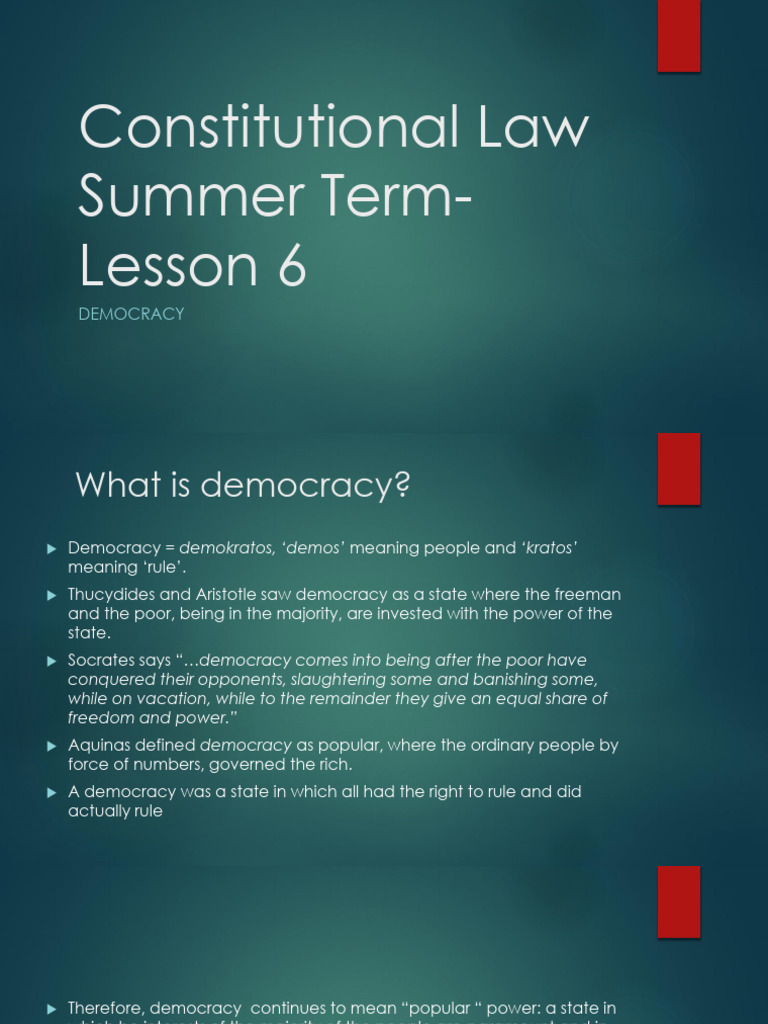 Constitutional Law Summer Term - Lesson 6 | PDF