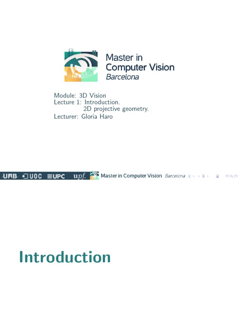 2D Projective Geometry in Computer Vision Applications | PDF | Geometry ...