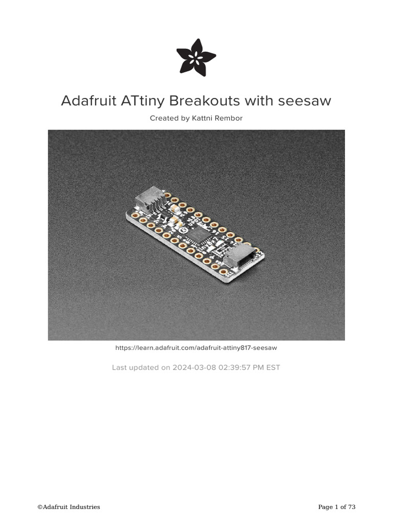 Adafruit Attiny817 Seesaw Pdf Arduino Microcontroller