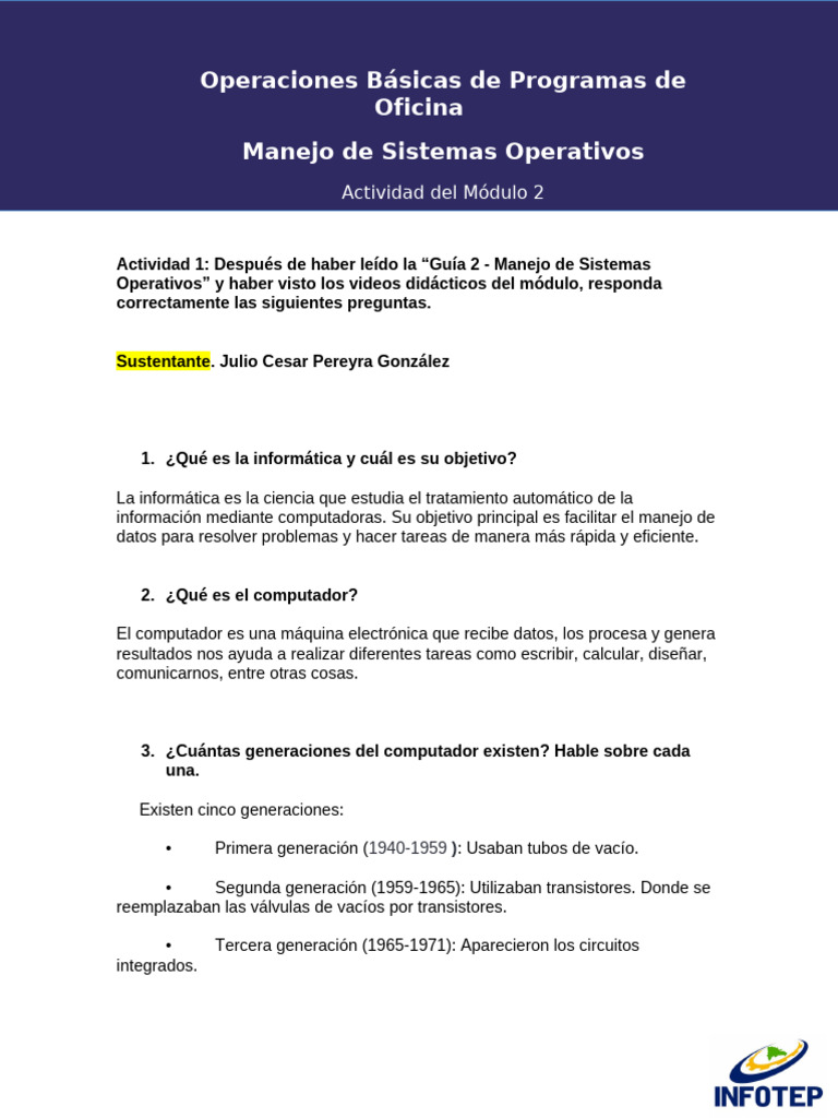 Julio Pereyra, Modulo 1 | PDF | Hardware de la computadora ...