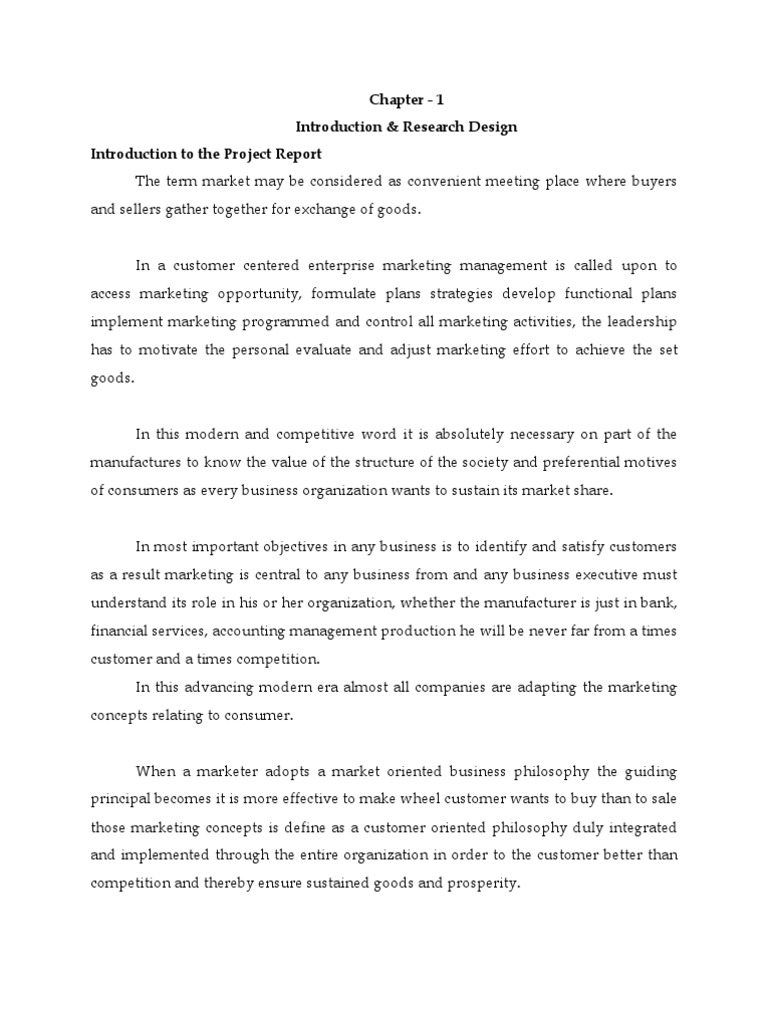 Chapter - 1 Introduction & Research Design Introduction To The Project ...