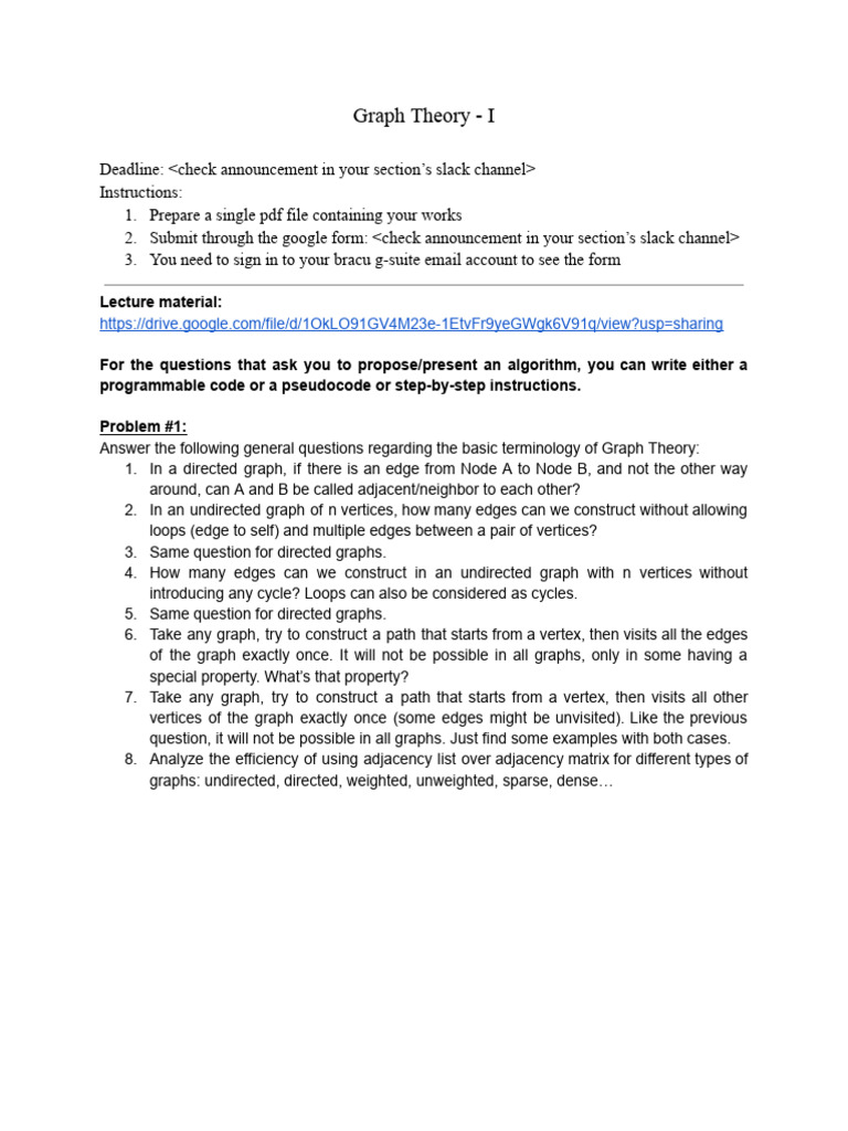 Graph I_ Basics, Traversal | PDF | Vertex (Graph Theory) | Algorithms And Data Structures